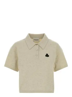 Isabel Marant Étoile ISABEL MARANT ETOILE Melange Cotton Blend Althea Polo Shirt Light Brown