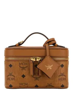 Mcm Printed Canvas Aren Handbag - White