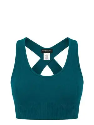 HEART AND SOUL Teal Axis Cross-back Activewear Crop Top - Green