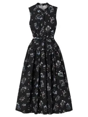 Adam Lippes Printed Midi Dress - Black