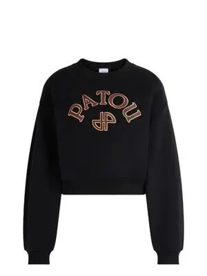 PATOU Logo-embroidered Cropped Sweatshirt - Black