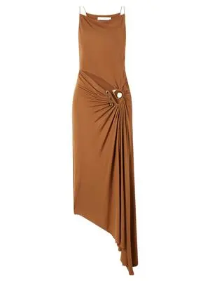 Christopher Esber Asymmetrical Draped Boatneck Maxi Dress - Brown