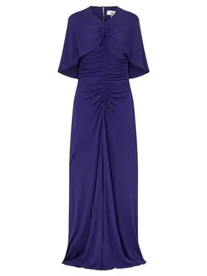 KALLMEYER Matilda Ruched Cape-effect Jersey Gown - Blue