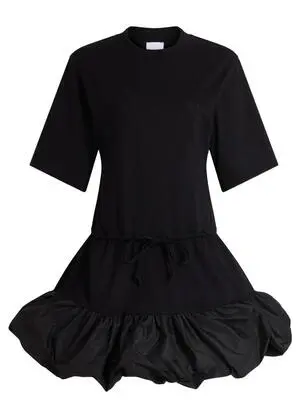 PATOU Drawstring-waist Bubble-hem Mini Dress - Black