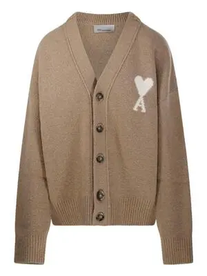 AMI Paris De Coeur Cardigan - Brown