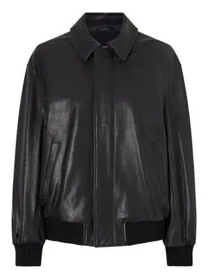 Nour Hammour Long-sleeved Leather Jacket - Black