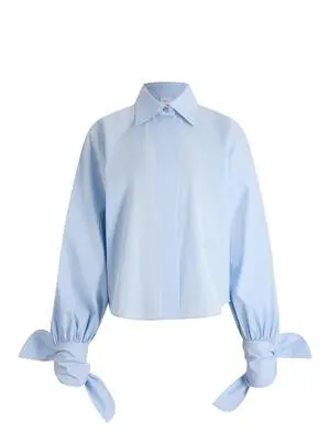 PATOU Patou Bow-Detail Long Sleeve Blouse Light Blue