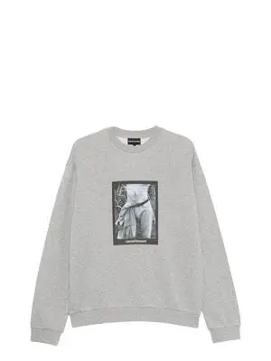 Emporio Armani Graphic Print Crewneck Sweatshirt - Grey