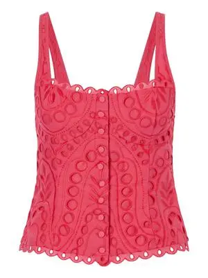 Charo Ruiz Ibiza CHARO RUIZ 'Nereus' Broderie Anglaise Cropped Top Red