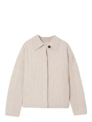 LE KASHA Le Kasha Collared Cable Knit Cardigan