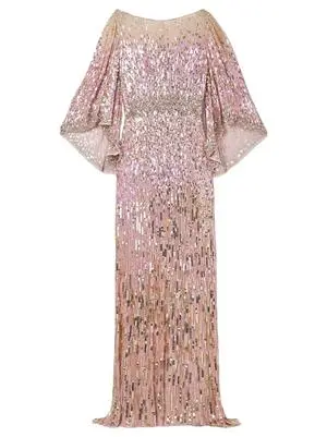 Jenny Packham Shimmer Sequin Evening Gown - Pink