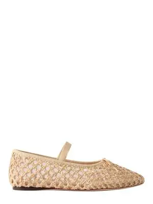 LOEFFLER RANDALL Woven Raffia Ballet Flats With Bow Detailing - Nude