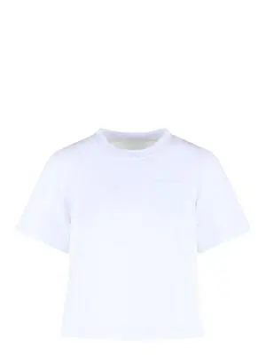 Sacai Cotton T-shirt With Denim-effect Back Panel - White