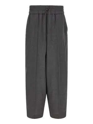 AMI Paris AMI PARIS Mélange Wool Wide Leg Pants Gray