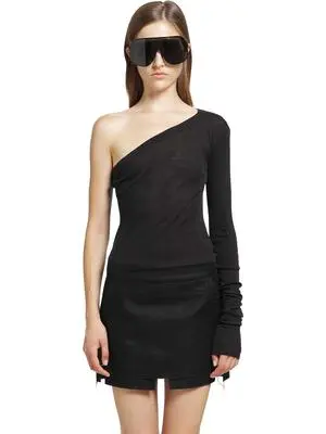Rick Owens Asymmetrical Wool-silk Jersey Top - Black