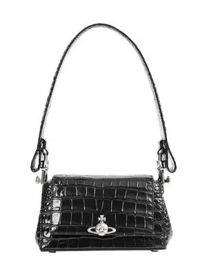 VIVIENNE WESTWOOD Vivienne Westwood Small Trapezoidal Handbag With Croc-Embossed Finish Black