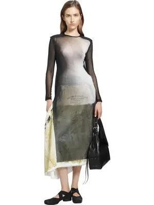 IA LONDON IA LONDON Sheer Graphic Print Maxi Dress
