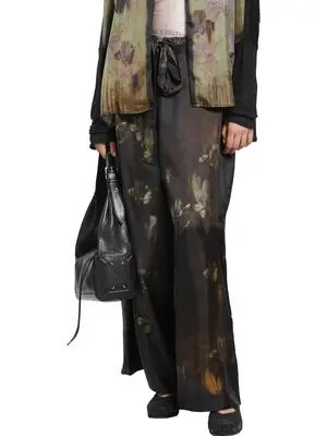 IA LONDON IA LONDON Silk Palazzo Trousers With Poggy Fields Print