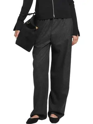 JIL SANDER Wool Flannel Wide-leg Trousers - Grey