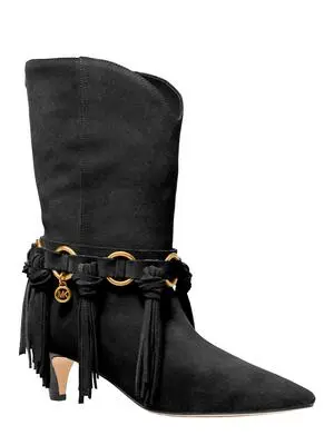 Michael Kors Daniela Suede Fringe Boot - Black