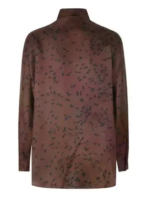 ALYSI Abstract Print Long Sleeve Shirt - Brown