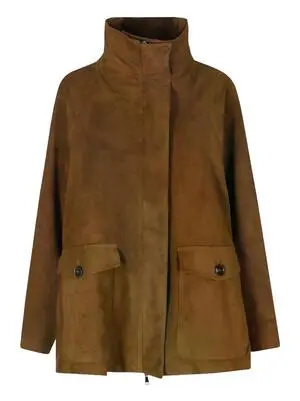 ALYSI High-neck Raglan-sleeve Coat - Brown