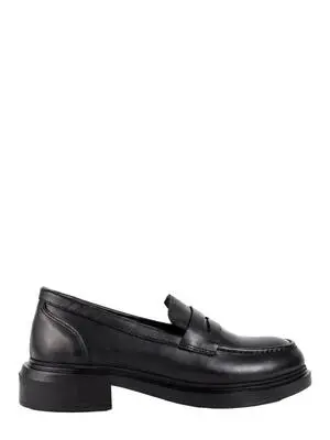 SERGIO MORETTI FIRENZE Leather Penny Loafers - Black