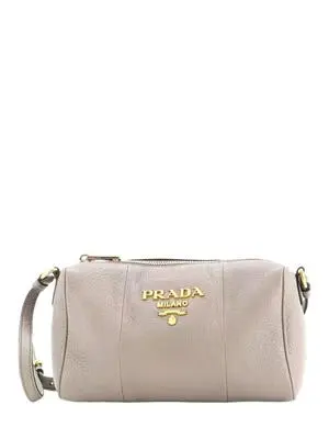 Prada Vitello Phenix Barrel Mini Crossbody Bag - Grey