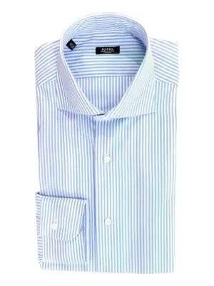 BARBA NAPOLI Vertical-stripe Spread-collar Shirt - White