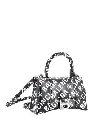 Balenciaga Hourglass Top Handle Bag Xs Satchel - Black