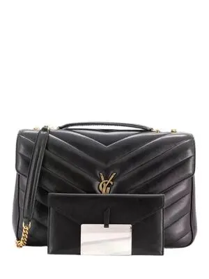 Saint Laurent Loulou Matelasse Chevron Leather Large Shoulder Bag - Black