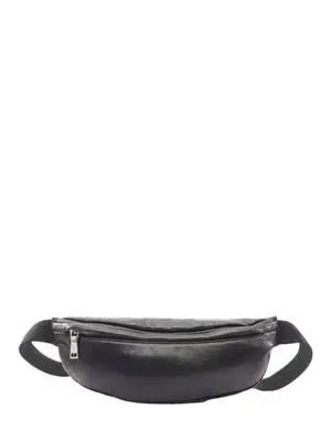 Prada Enamelled Triangle-logo Belt Bag - Black