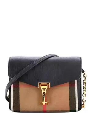 Burberry Burberry Macken Crossbody Bag In Leather And House Check Canvas Black