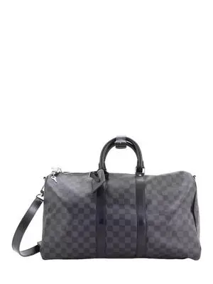 LOUIS VUITTON Keepall Bandouliere Damier Graphite 45 Travel Bag - Black