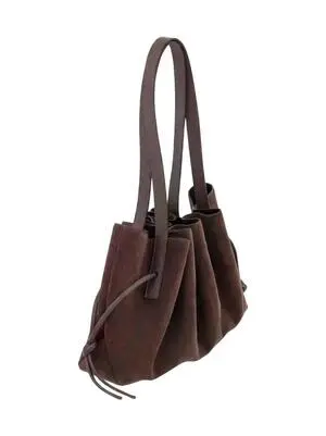 Yuzefi Scallop Pleated Shoulder Bag - Brown