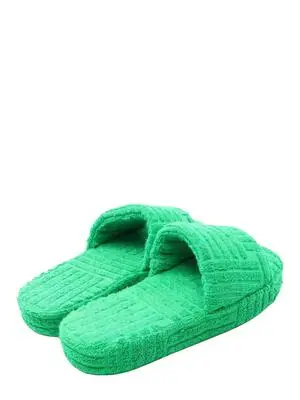 Bottega Veneta Terry Cloth Intrecciato Effect Slip-on Slippers - Green