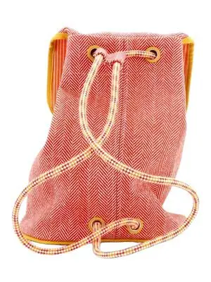 Hermès Les Cabanes Embroidered Toile Backpack - Orange