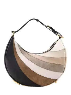 Fendi Striped Leather And Suede Small Hobo Bag - Multicolour