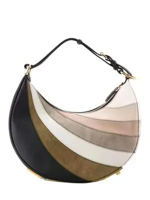 Fendi Striped Leather And Suede Hobo Bag - Multicolour