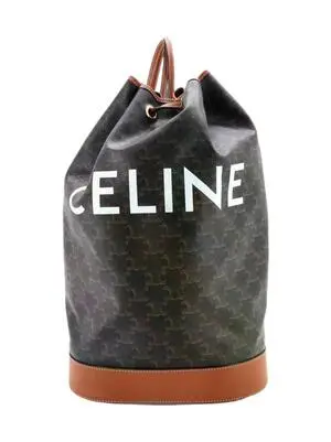 Celine Sailor Triomphe Coated Canvas Medium Bucket Bag - Brown