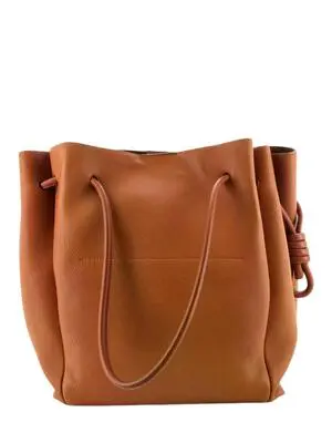 Loewe Flamenco Knot Leather Large Tote Bag - Brown