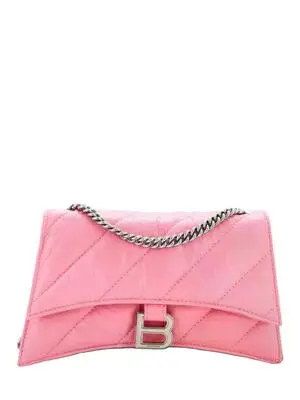 Balenciaga Crush Chain Flap Bag Quilted Crushed Calfskin Shoulder Bag - Pink
