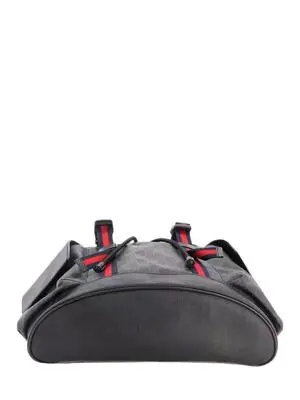 Gucci Gg Coated Canvas Large Backpack With Double Pocket Buckles - Black