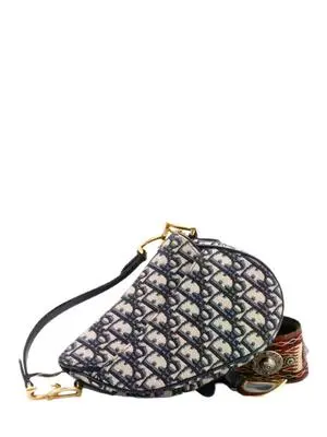 Dior Saddle Handbag With Strap Oblique Canvas Mini Shoulder Bag - Blue