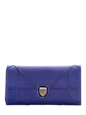 Dior Diorama Croisiere Chain Wallet Grained Calfskin Clutch Bag - Blue