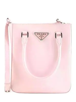 Prada Prada Brushed Leather Small Convertible Tote Pink
