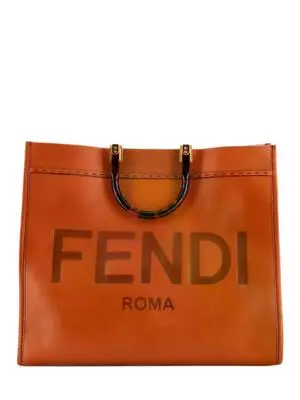 Fendi Sunshine Shopper Large Leather Tote Bag - Brown