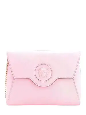 Versace La Medusa Envelope Flap Clutch On Chain Leather Crossbody Bag - Pink