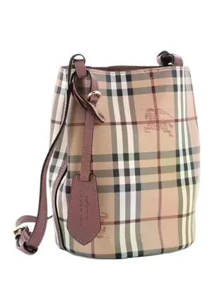 Burberry Haymarket Coated Canvas Small Bucket Bag - Pink