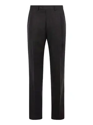 Caruso Pressed Crease Wool Trousers - Brown